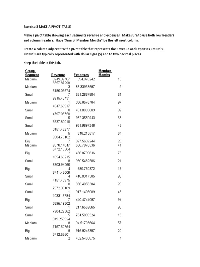 Exercise 3 MAKE A PIVOT TABLE | PDF | Computer Science | Teaching ...