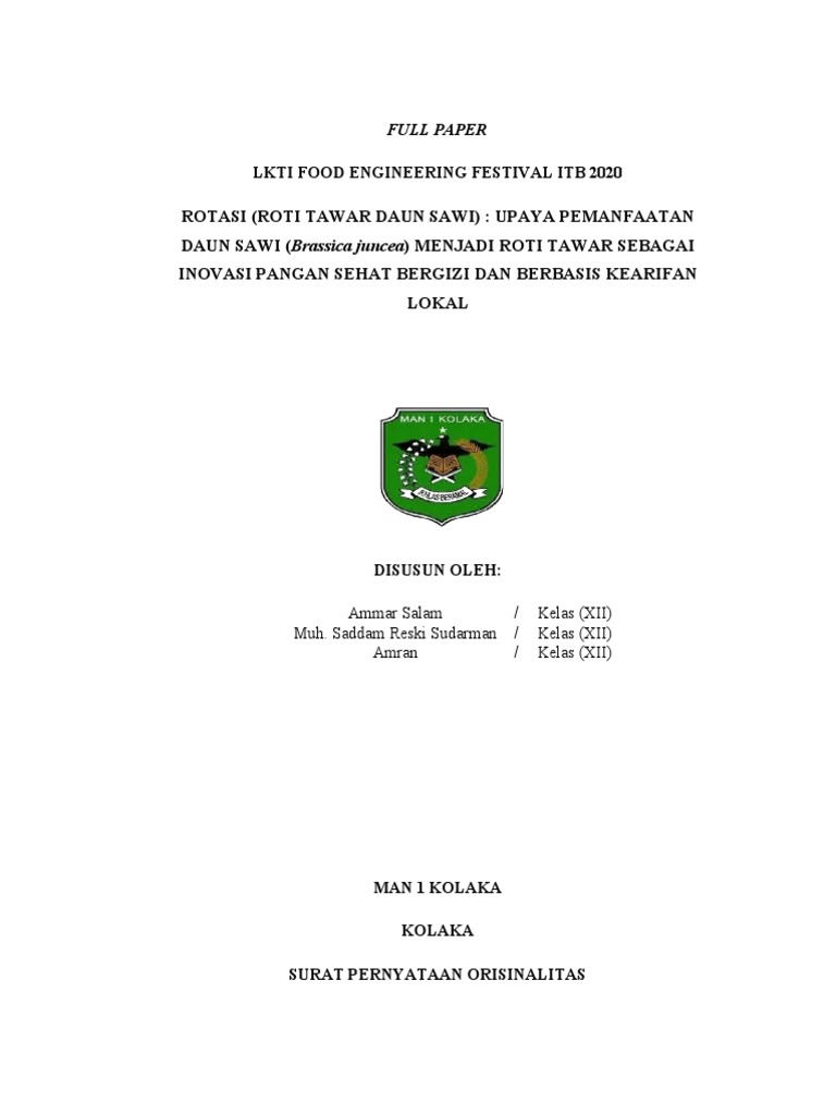 (LKTI-FEF ITB 2020 - Full Paper - Pemanfaatan Sumber Daya Lokal Untuk ...