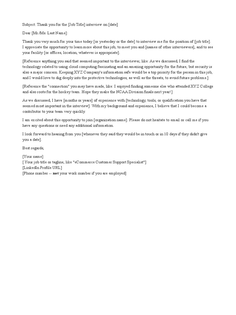 Thank You After Interview | PDF | Career & Growth