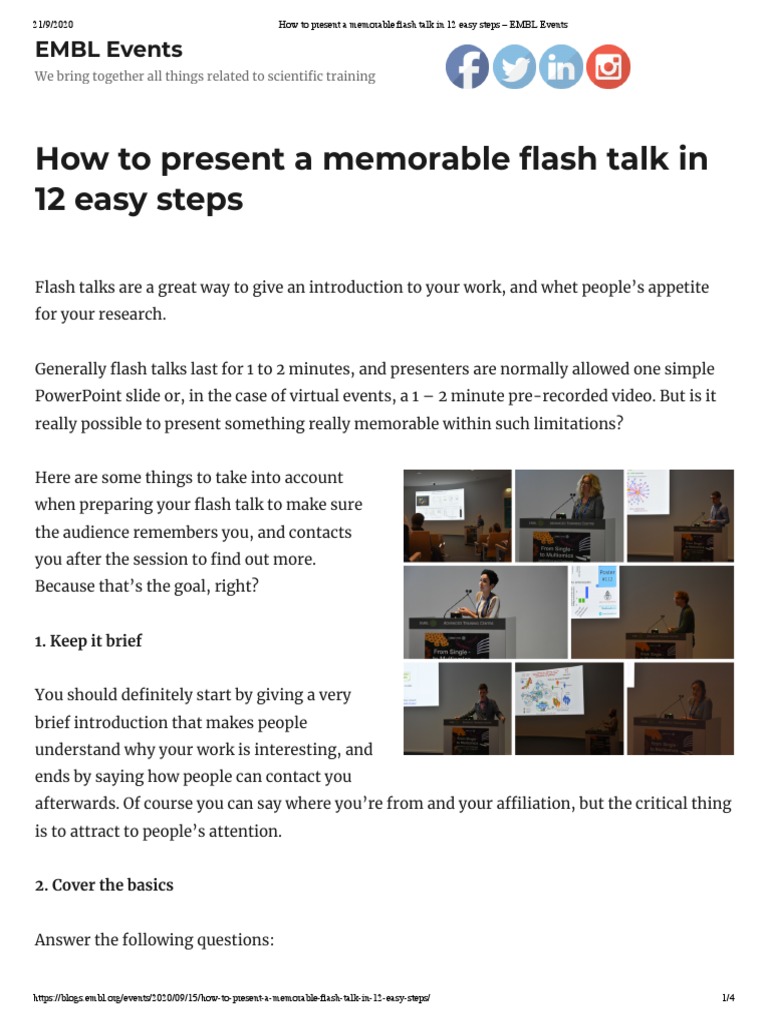 How To Present A Memorable Flash Talk in 12 Easy Steps - EMBL Events ...