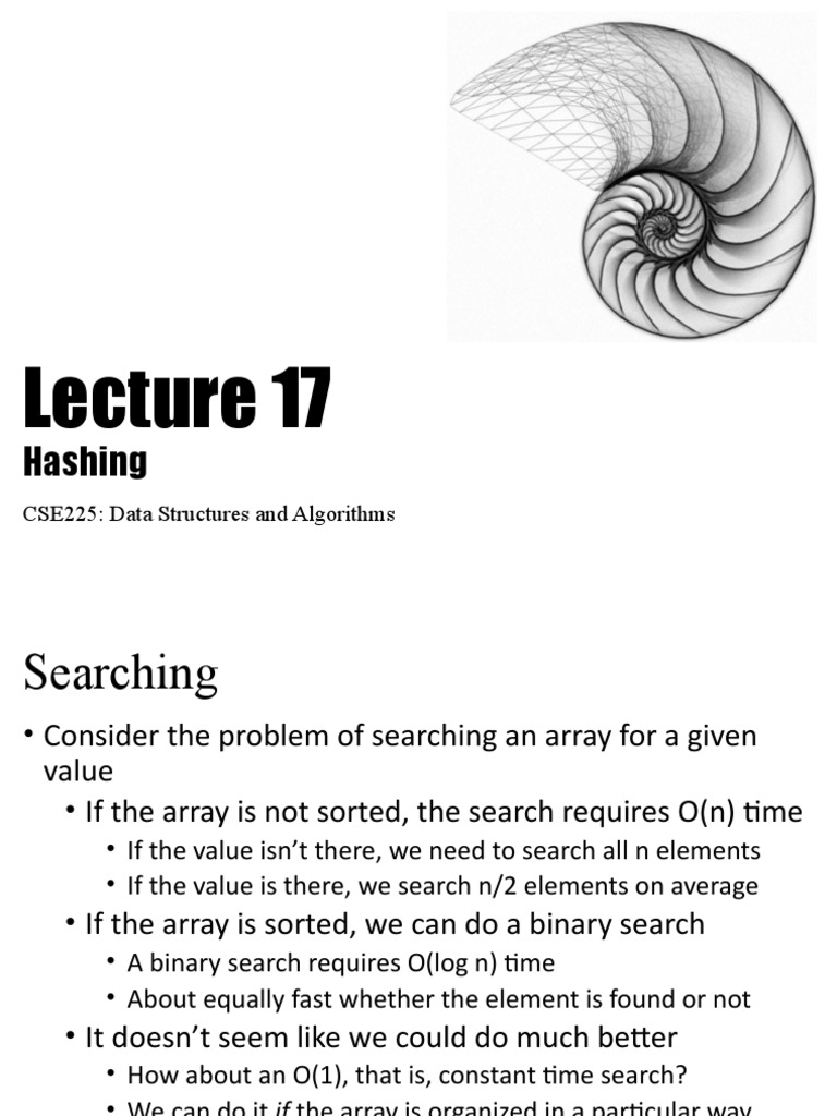Hashing: CSE225: Data Structures and Algorithms | PDF | Time Complexity ... Hashing: CSE225: Data Structures and Algorithms | PDF | Time Complexity ...