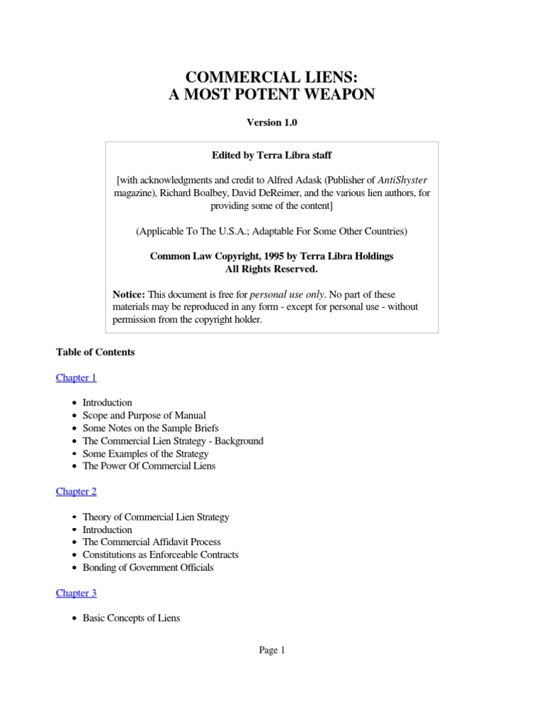 Commercial - Liens-Study Guide | PDF | Constitutionality | Federal ...
