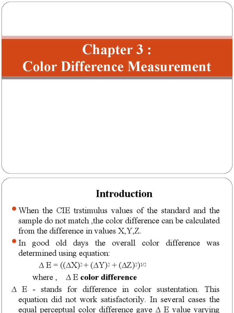 Color Difference Measurement | PDF | Color | Hue