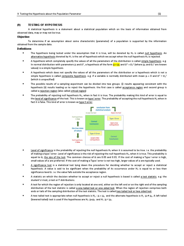 9 Testing of Hypothesis | PDF | Statistical Hypothesis Testing ...