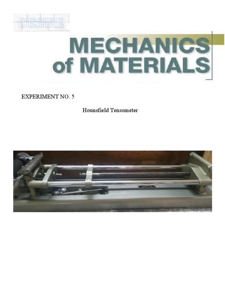 EXPERIMENT NO 5 (Hounsfield Tensometer) | PDF | Deformation ...