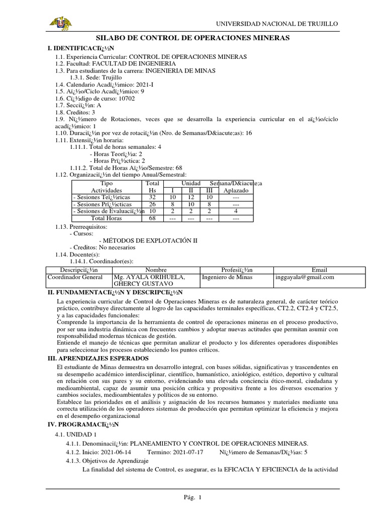 Control de Operaciones Mineras | PDF | Evaluación | Prueba (evaluación)