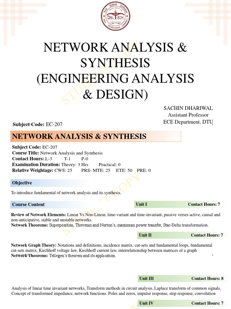 Network Analysis and Synthesis Handouts by SACHIN DHARIWAL (Assistant ...