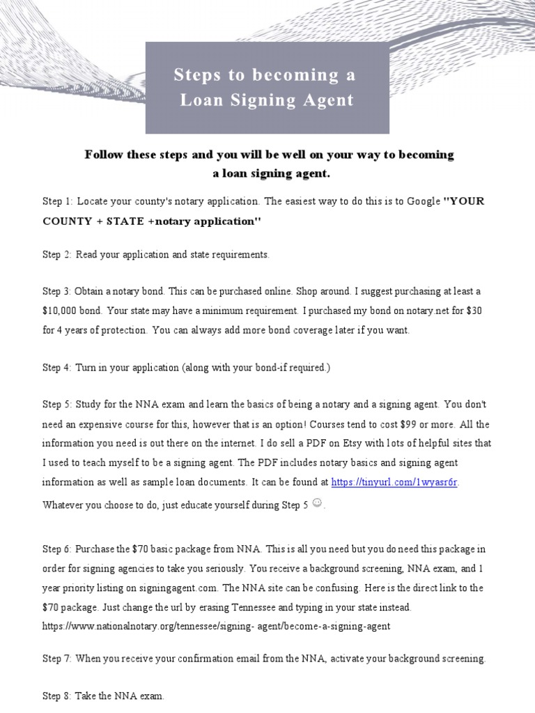 Steps To Becoming A Notary Loan Signing Agent | PDF | Notary Public ...