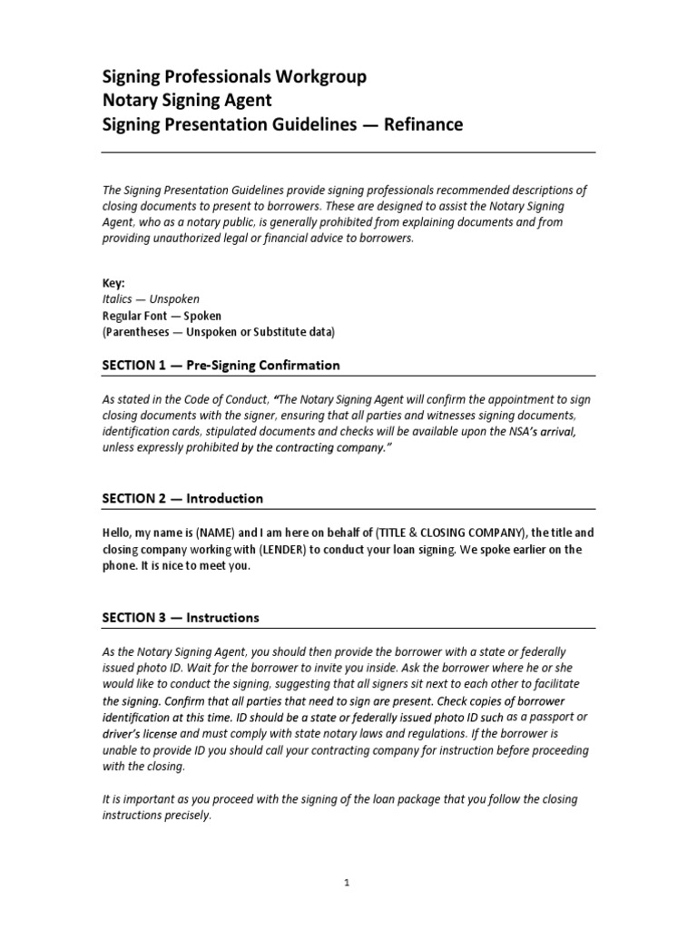 Notary Signing Agent Script | PDF | Truth In Lending Act | Loans