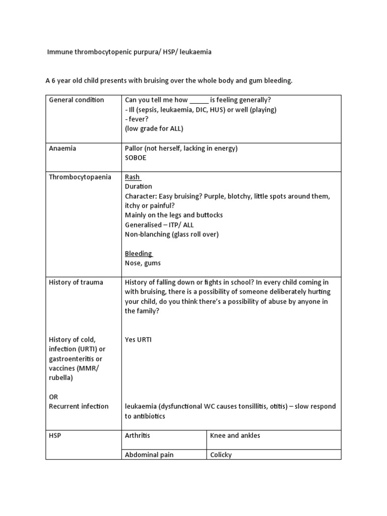 Pediatric Bruising Differential Diagnosis | PDF | Leukemia | Bleeding