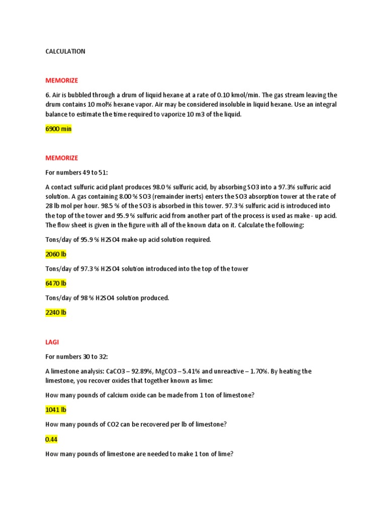 CALCULATION | PDF | Chemical Compounds | Physical Sciences