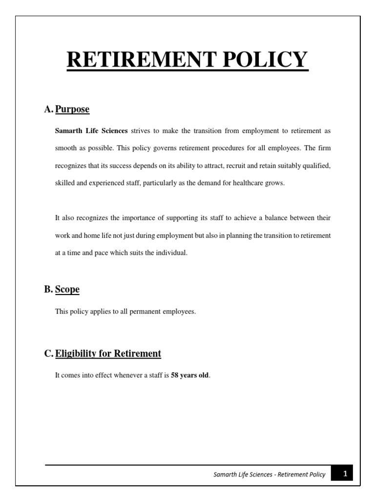 Retirement Policy 2018 | PDF | Retirement | Employment
