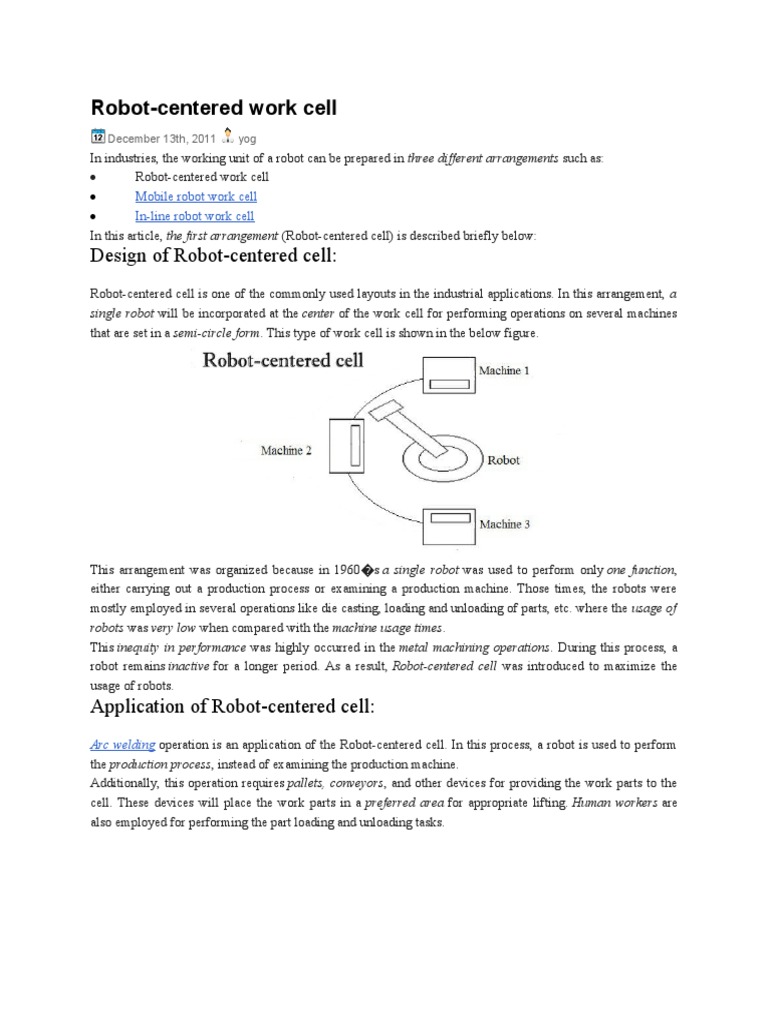Design of Robot-Centered Cell | Download Free PDF | Robot | Robotics