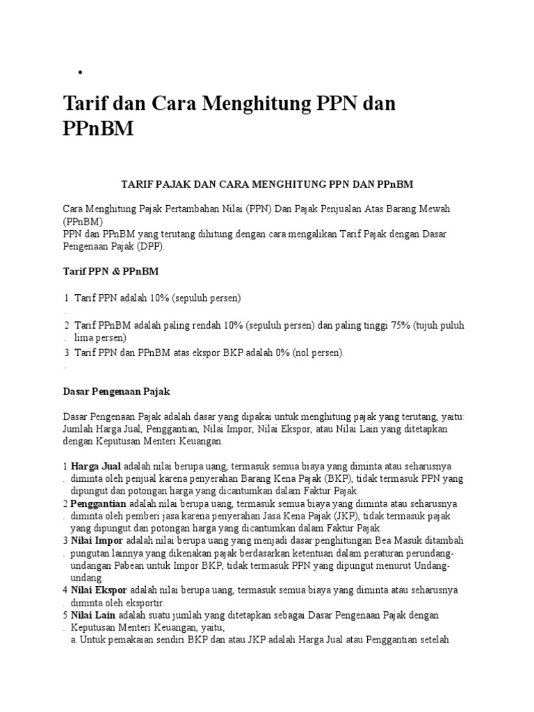 Perhitungan PPN dan PPnBM yang Tepat | PDF | Pengelolaan Keuangan ...