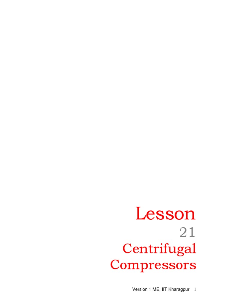 Centrifugal Compressors: Lesson | PDF | Gas Technologies | Continuum Mechanics