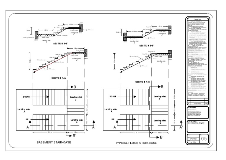 Basement Stair-Case Typical Floor Stair-Case: Section B-B' Section B-B ...