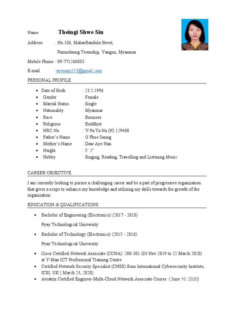 CV by Theingi | Download Free PDF | Cisco Certifications | Computing
