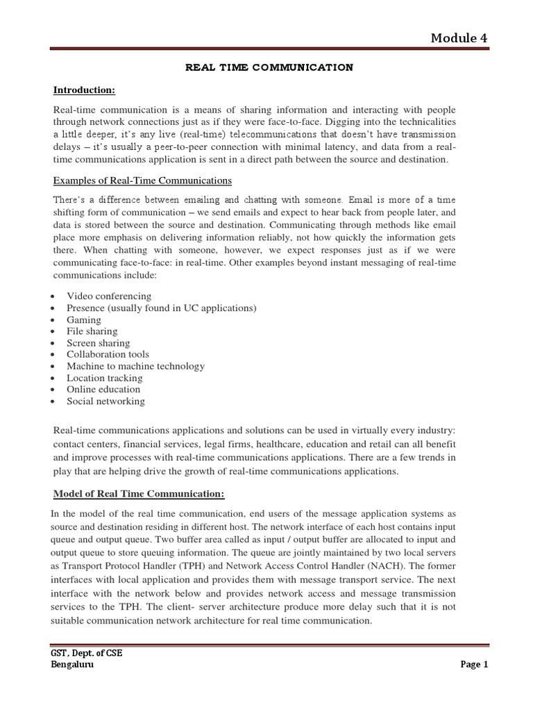 RTS Module 4 | PDF | Transmission Control Protocol | Computer Networking