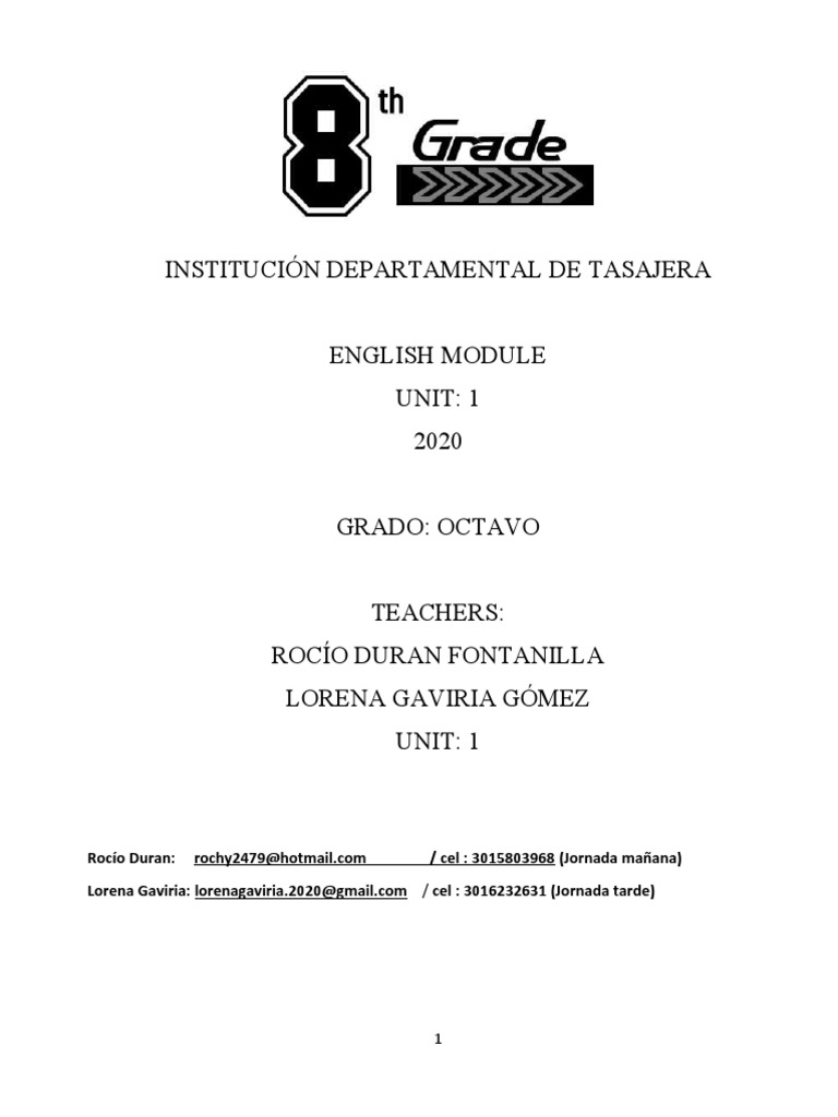 Modulo de Octavo Grado #1 2021-1 | PDF | Mecánica del lenguaje | Gramática
