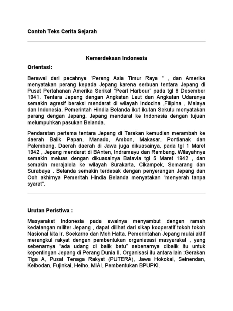 Contoh Teks naRASI Cerita Sejarah | PDF