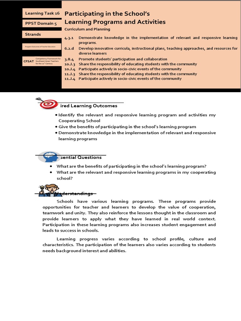 Teaching Intership Learning Task 16 | PDF | Learning | Teachers