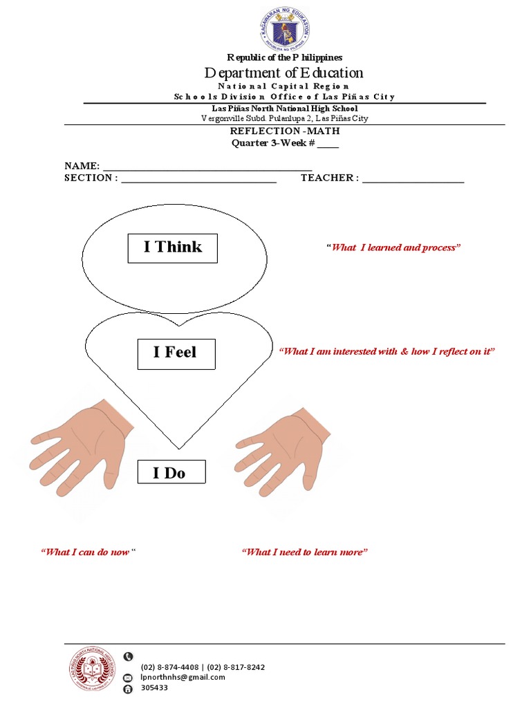 Grade 9 Math Reflection - Quarter 3 | PDF | Career & Growth | Self ...
