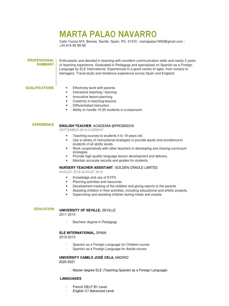Marta CV Actualizado | PDF | Pedagogy | Human Nature