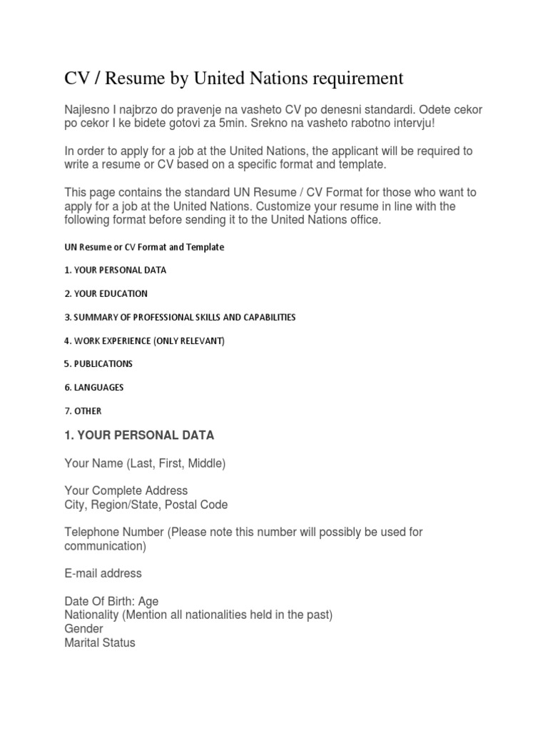 Template Za CV Po EU Standard | Download Free PDF | Résumé | Computing