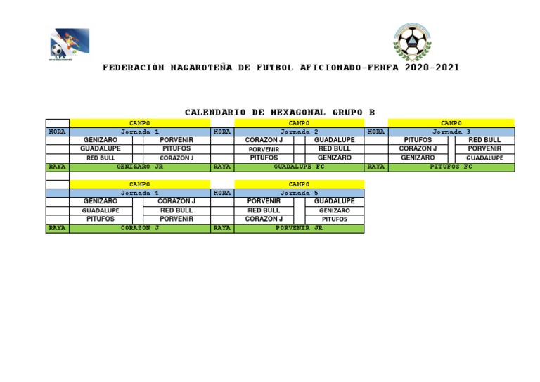 Calendario Hexagonal Grupo B 2021 | PDF