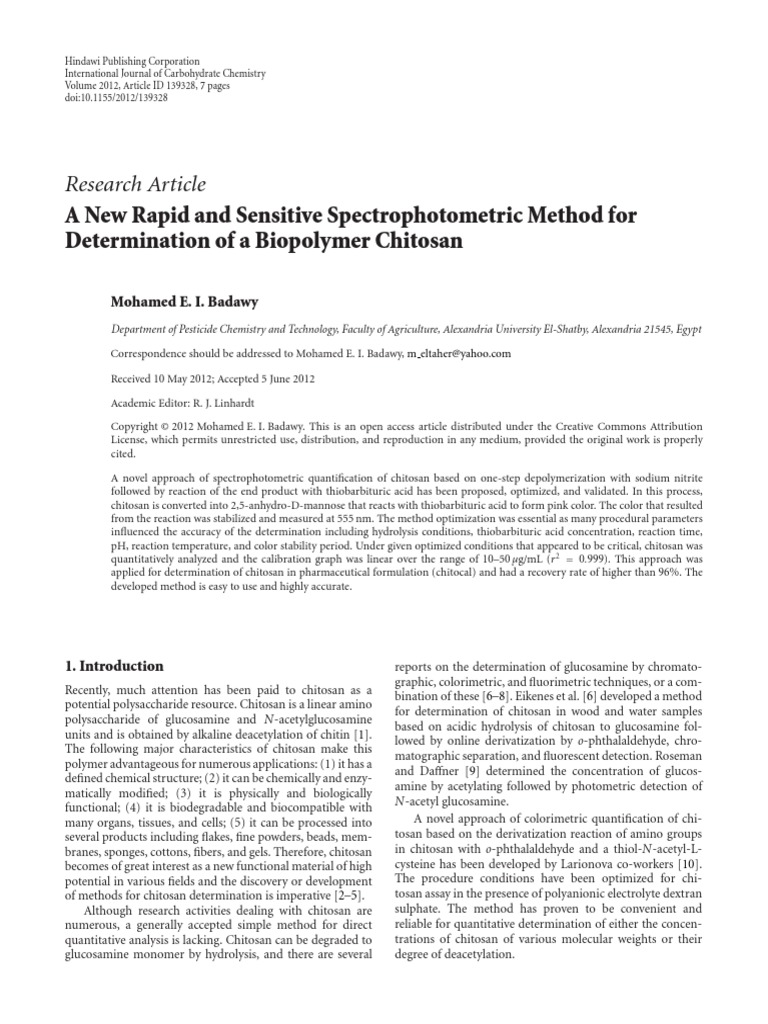 A New Rapid And Sensitive Spectrophotometric Method For Determination Of A Biopolymer Chitosan