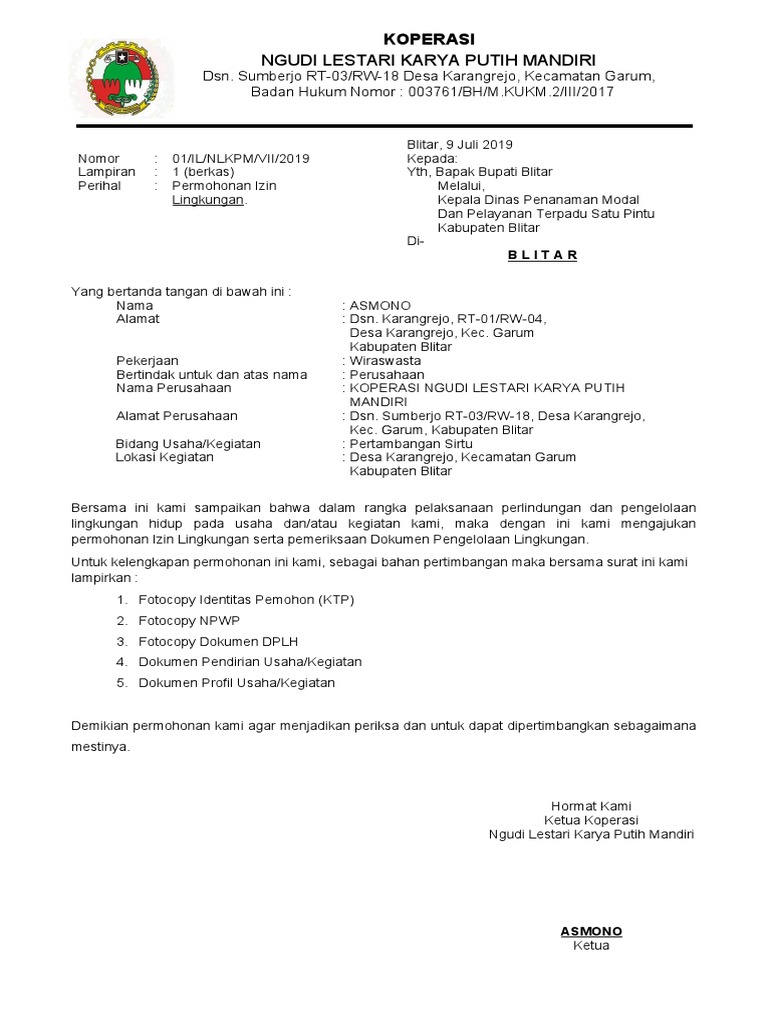 Permohonan Izin Lingkungan | PDF