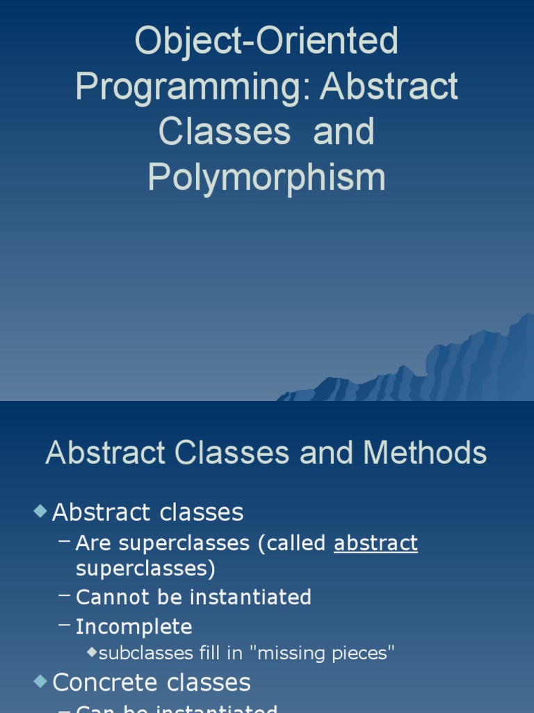 Object-Oriented Programming: Abstract Classes and Polymorphism | PDF | Inheritance (Object ...
