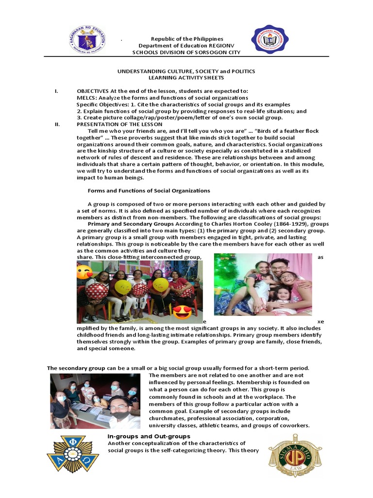 Understanding Social Organizations: An Analysis of Primary and ...