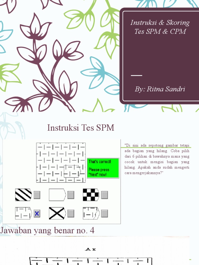 Instruksi & Skoring Tes SPM & CPM-2!12!2020 | PDF