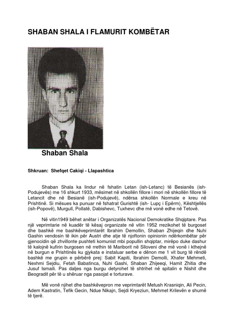 Shaban Shala I Flamurit Kombëtar | PDF