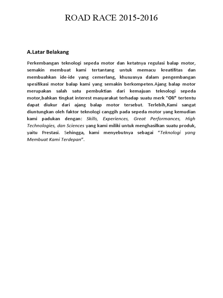 Proposal Sponsor Balap Motor 2015-2016 | PDF | Komputer