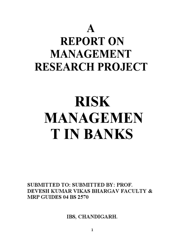 Risk Management in Bank Project | PDF | Loans | Deposit Account