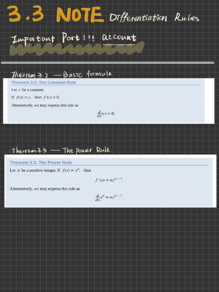 Calculus Differentiation Rules | PDF