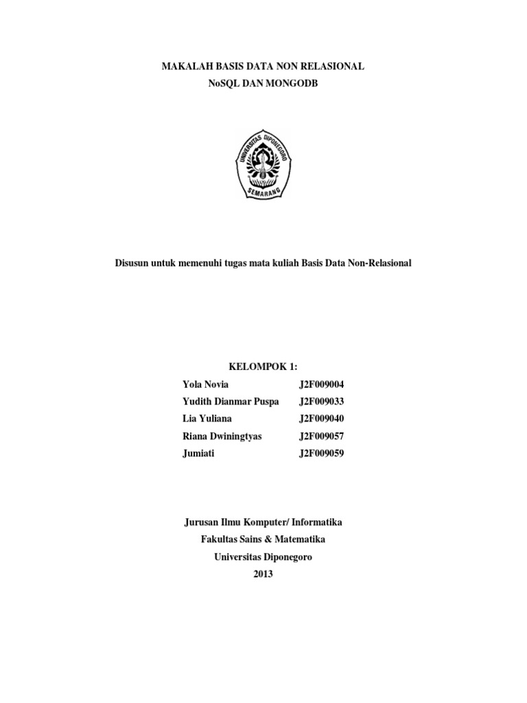 Adoc - Pub - Makalah Basis Data Non Relasional Nosql Dan Mongod | PDF ...