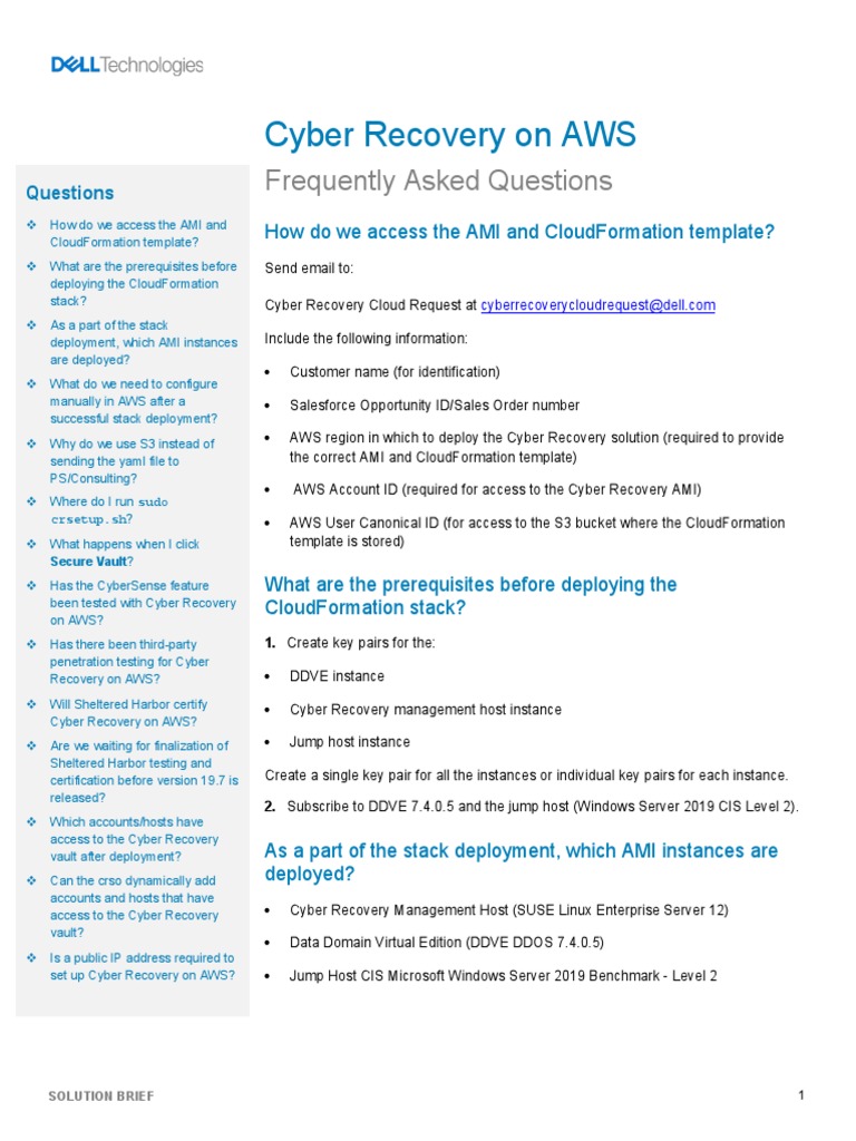 Cyber Recovery On AWS FAQ | PDF | Amazon Web Services | Ip Address