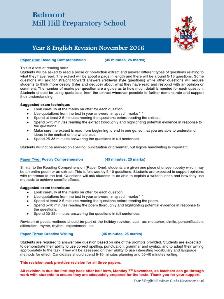 Year8 English 1 | PDF | Reading Comprehension | Question