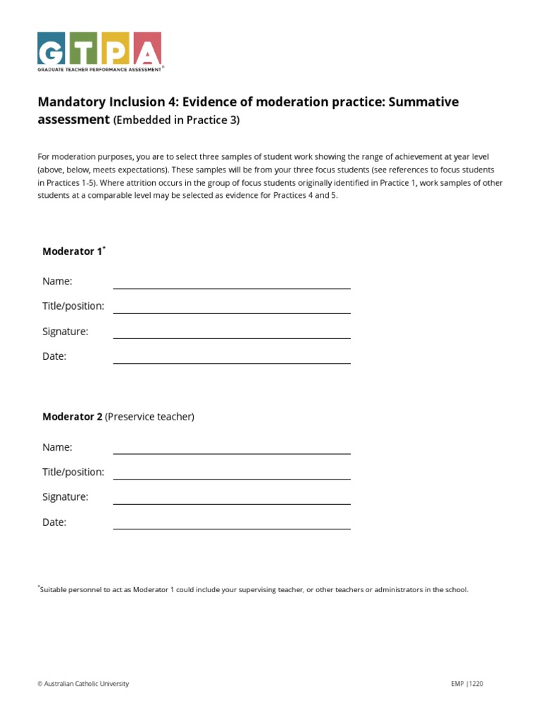 Evidence of Moderation Practice Placement 2021 | PDF | Rubric (Academic ...