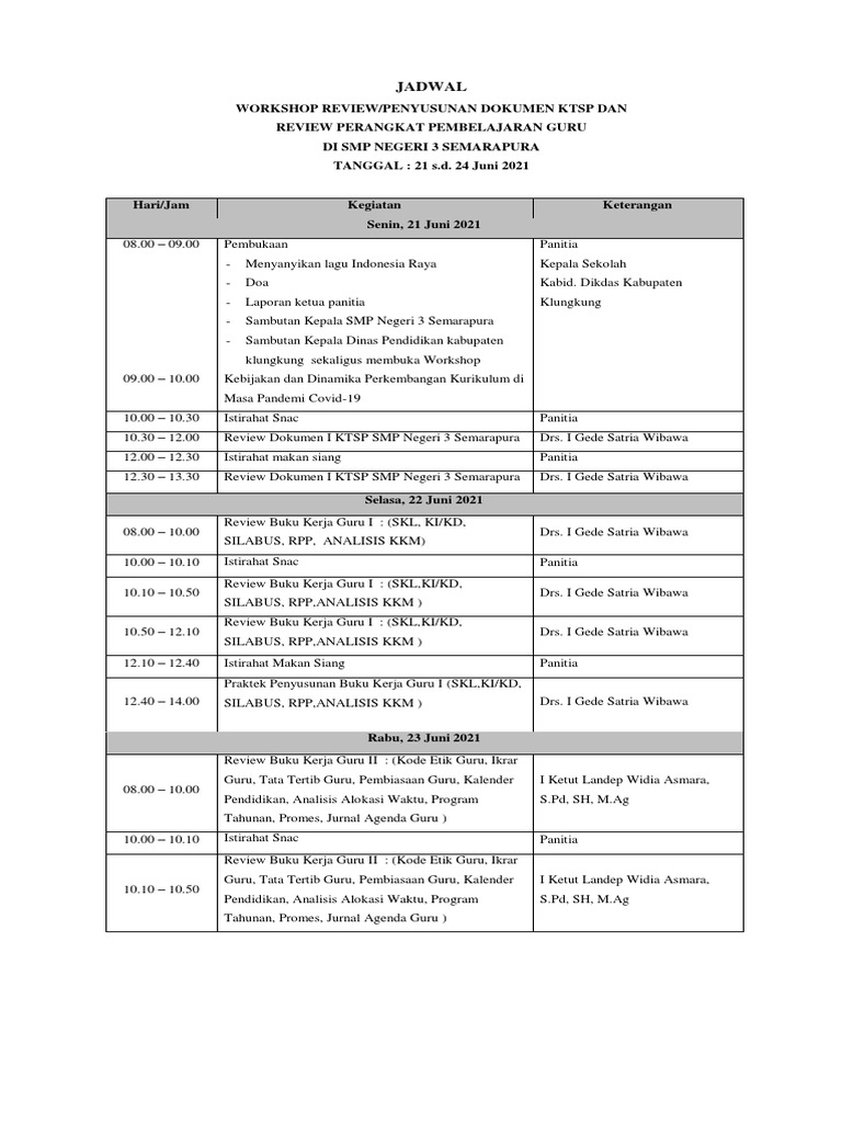 Jadwal Workshop | PDF | Karier & Perkembangan