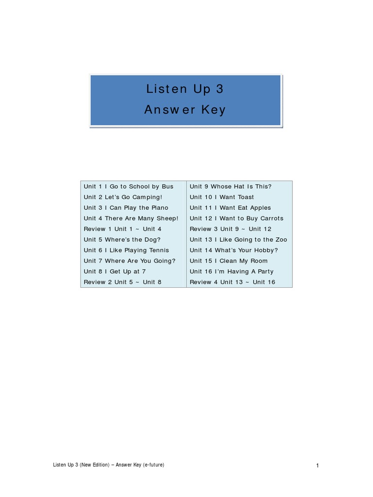 Listen Up 3. Student's Book Answer Key | PDF | Foods | Cuisine