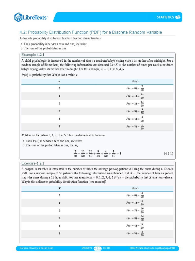 4.2! Probability Distribution Function (PDF) For A Discrete Random Variable | Download Free PDF ...