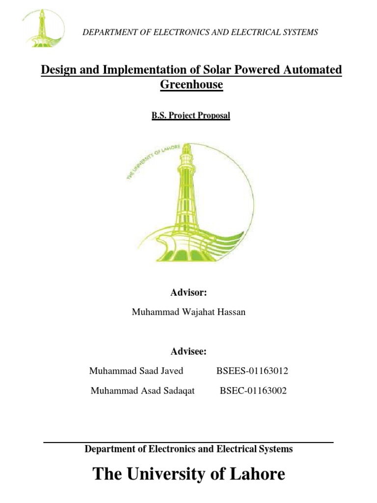 Design and Implementation of Solar Powered Automated Greenhouse | PDF ...