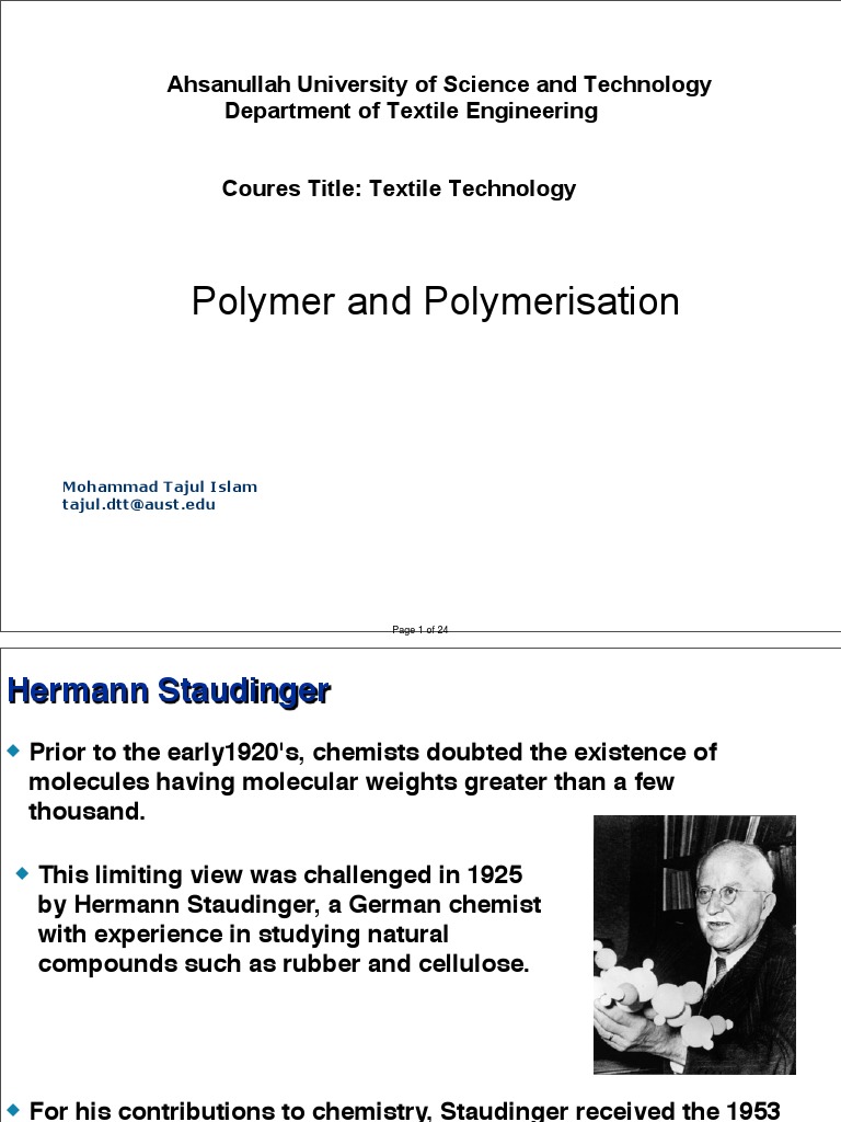 Unit 2-Polymers & Polymerisations | PDF | Polymerization | Copolymer