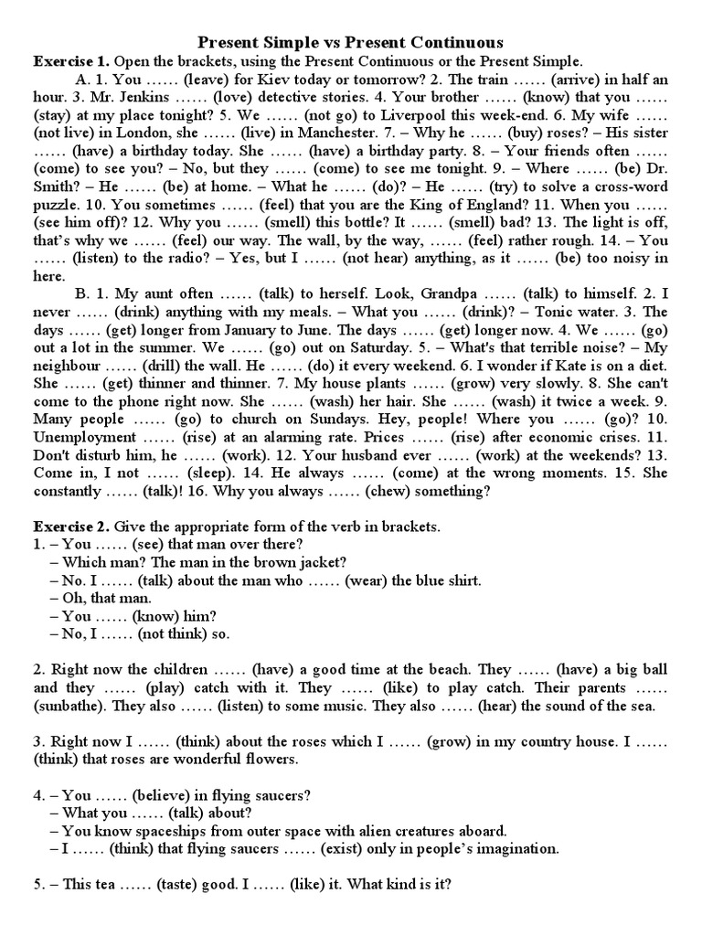 Present Simple Vs Present Continuous | PDF