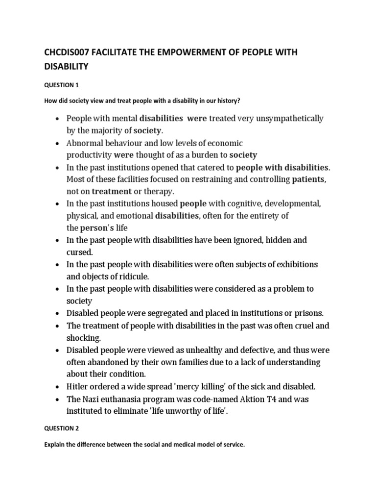 Chcdis007 Facilitate The Empowerment of People With Disability | PDF ...