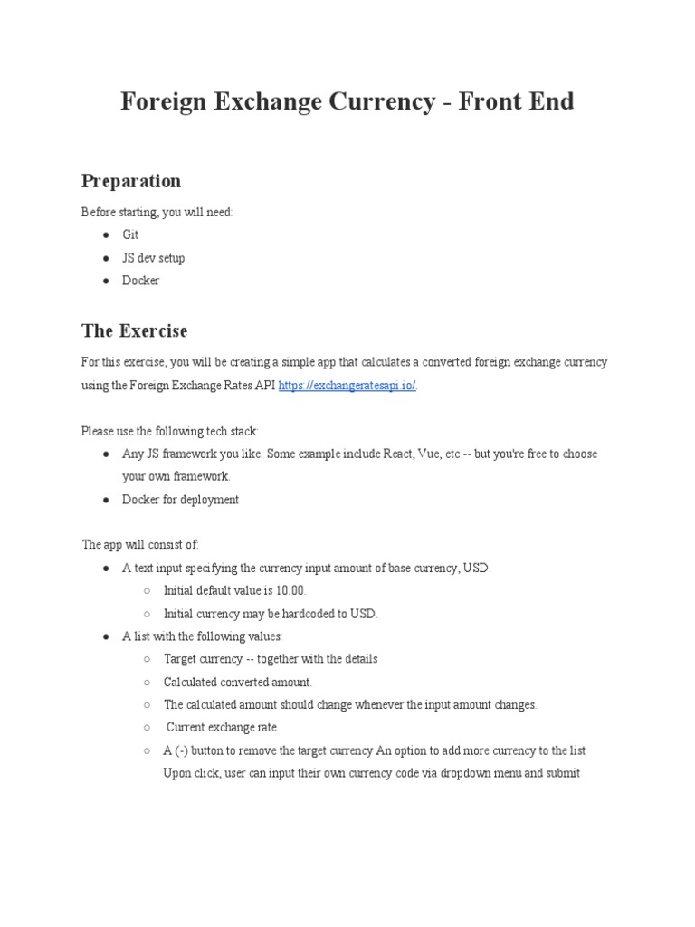 A Front-End Application for Converting Foreign Currencies Using ...